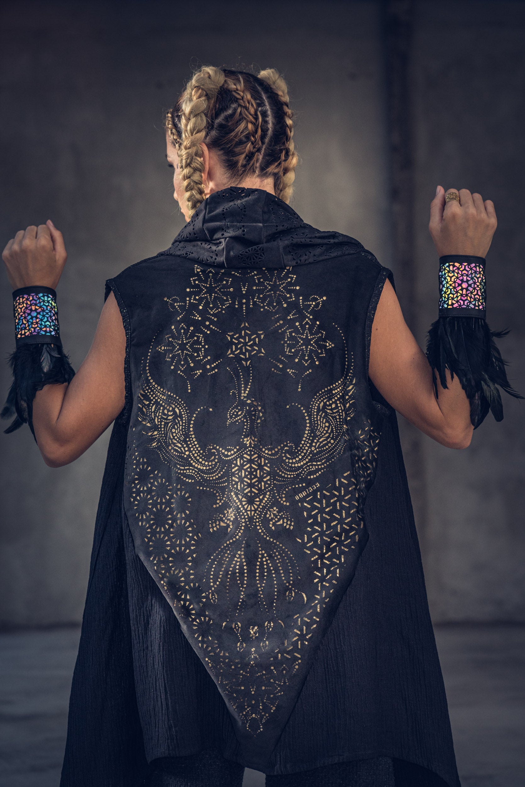 Phoenix Rising Laser Cut Vest | Laser Cut Festival Ceremony Clothing