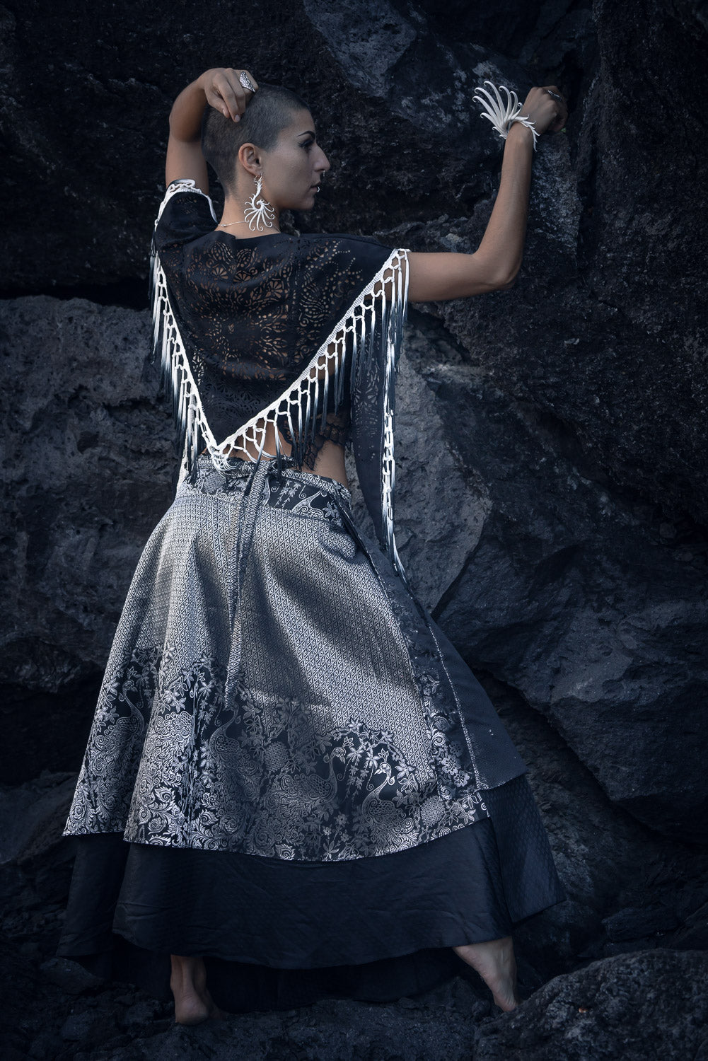 Samurai Wrap Skirt (Black/Silver) | Unisex Black Jedi Clothing