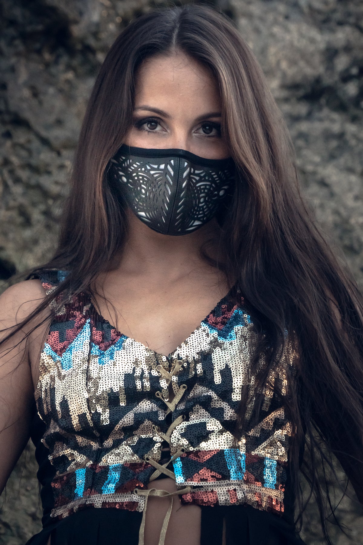 Tribal Warrior Vegan Cactus-Leather Mask | Laser Cut Wearable Art