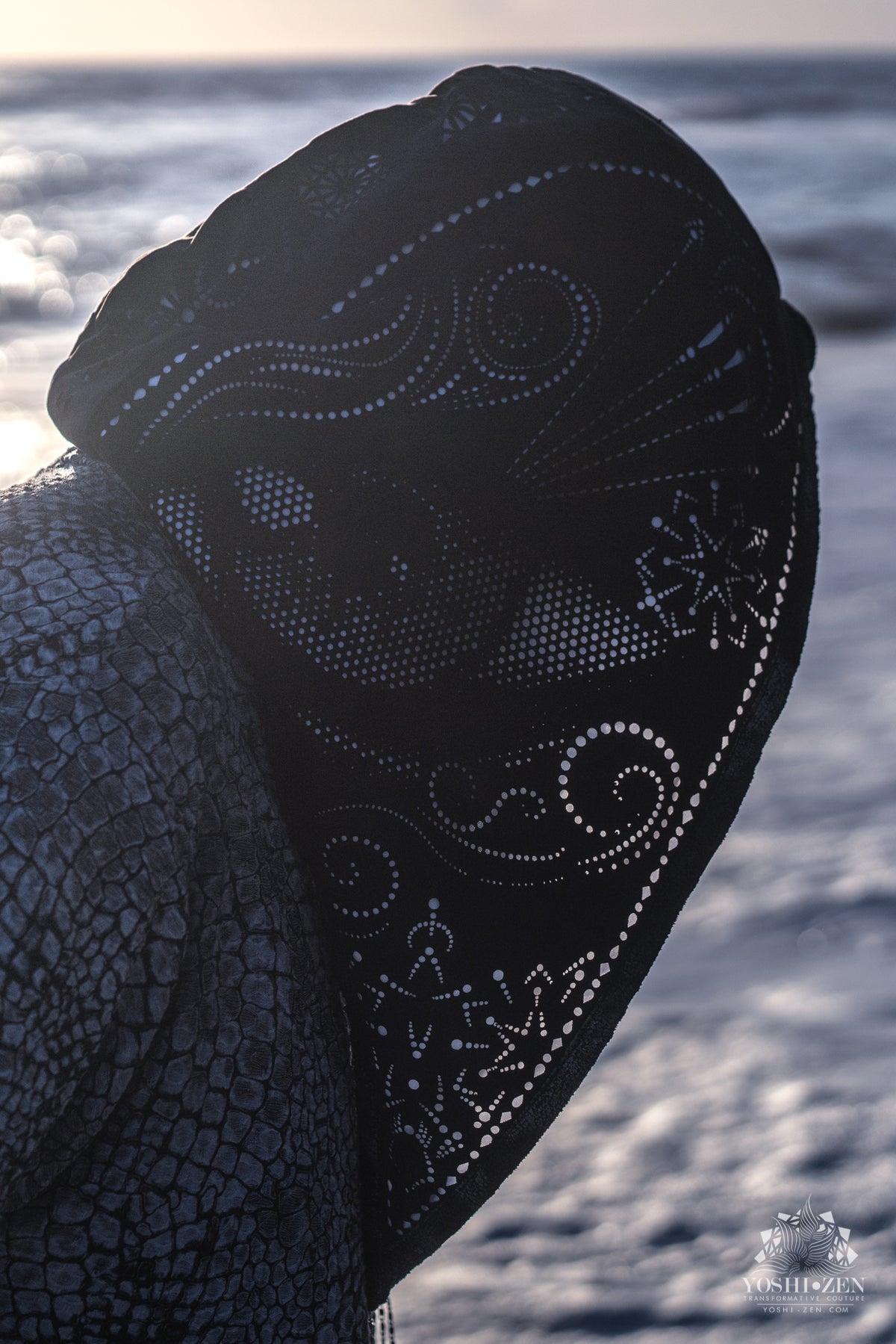 Yin Yang Laser Cut Chain Hood | Post Apocalyptic Clothing