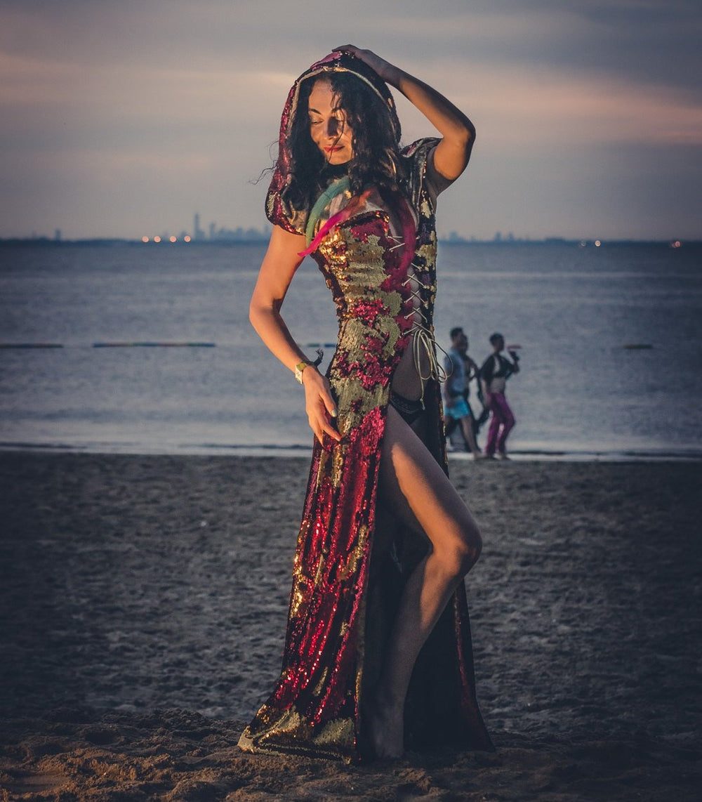 Reversible Sequin Goddess Robe | Custom Festival Costume