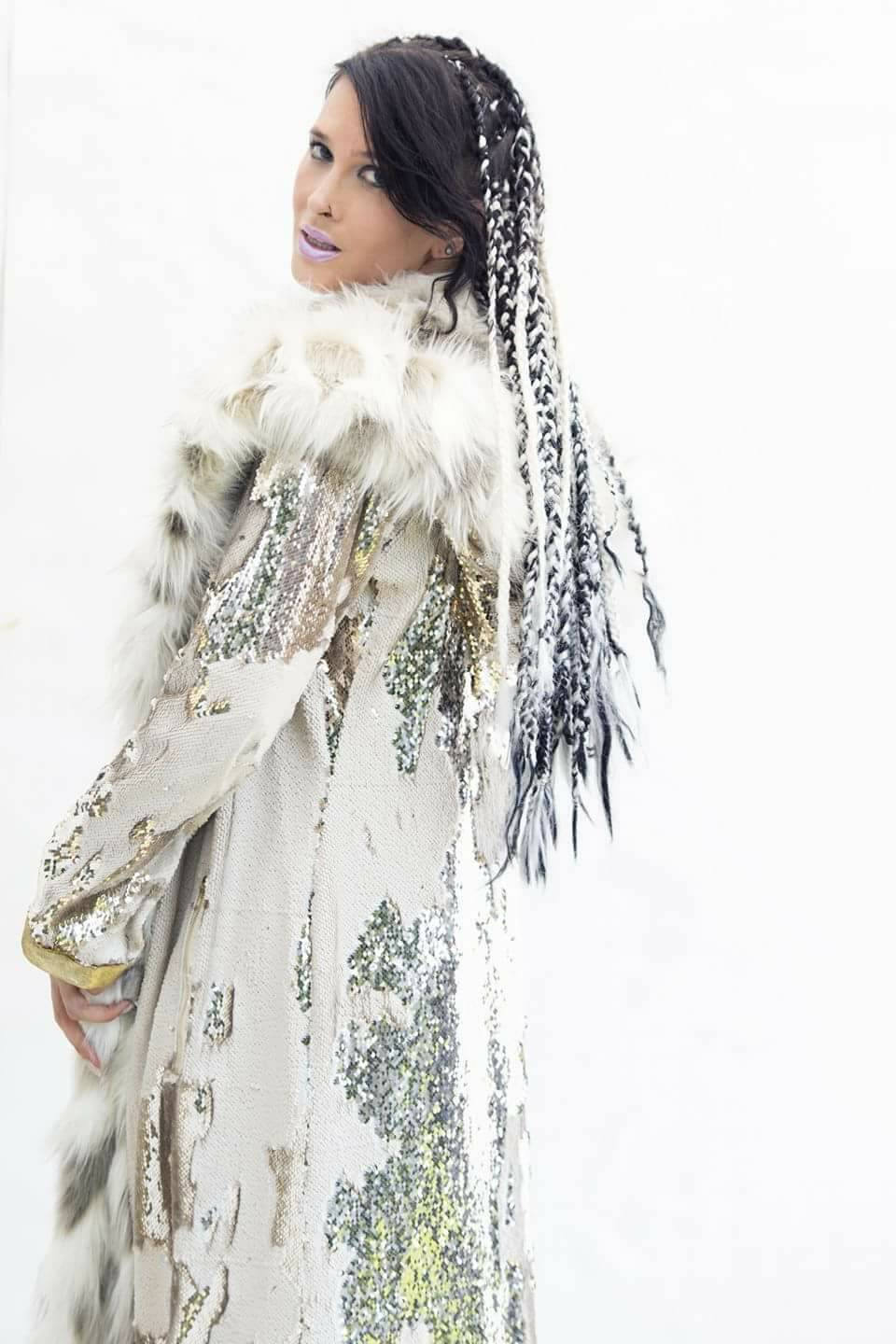 Sequin Faux Fur Diva Coat | Custom Burning Man Coat