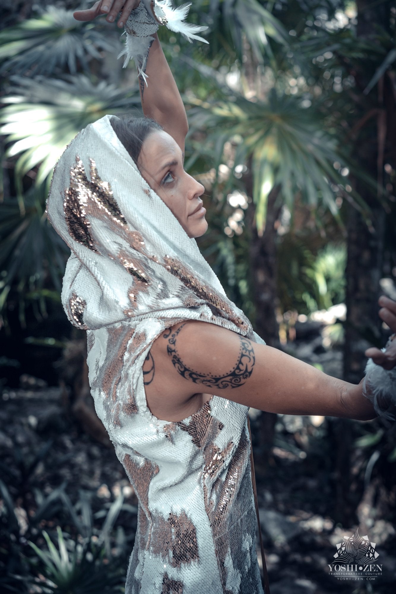 Goddess Robe (Rose Gold & White Sequins)