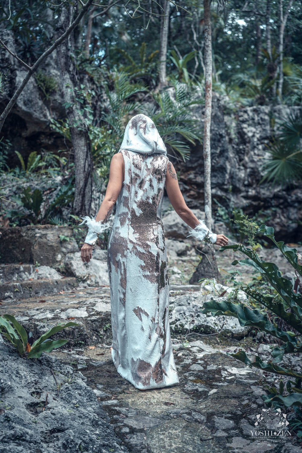 Goddess Robe (Rose Gold & White Sequins)