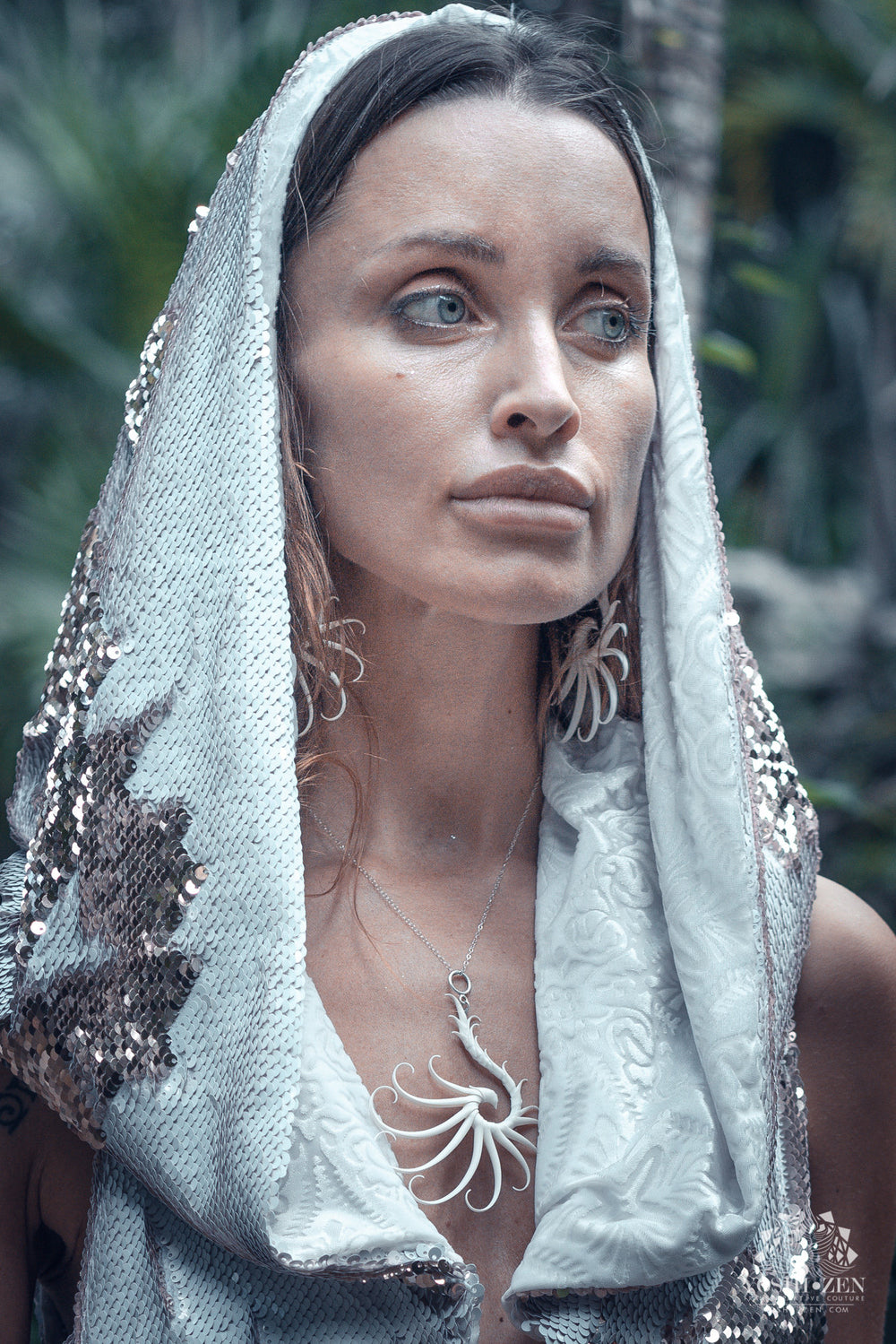 Goddess Robe (Rose Gold & White Sequins)