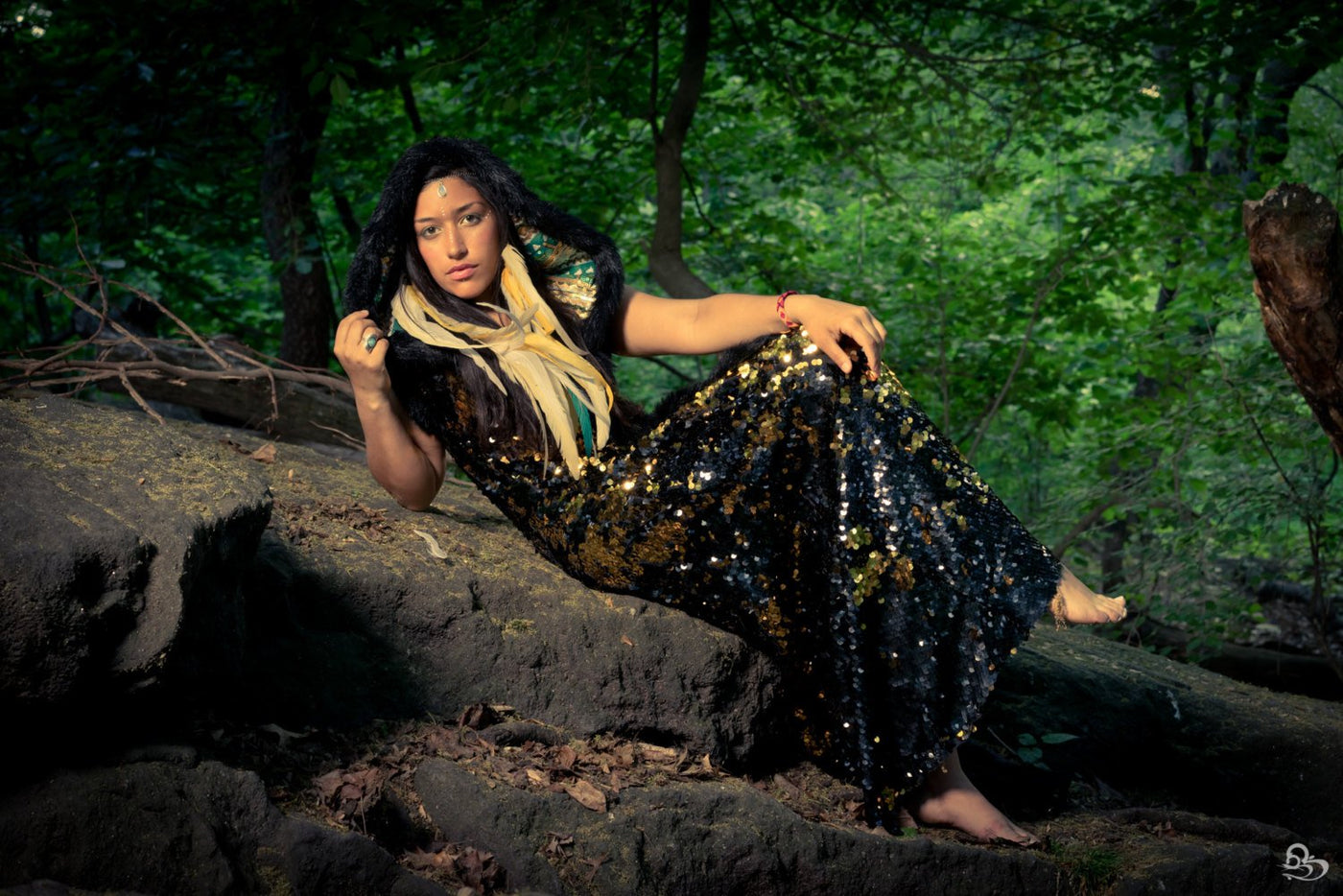 Sequin Goddess Robe with Faux Fur | Custom Burning Man Festival Costume